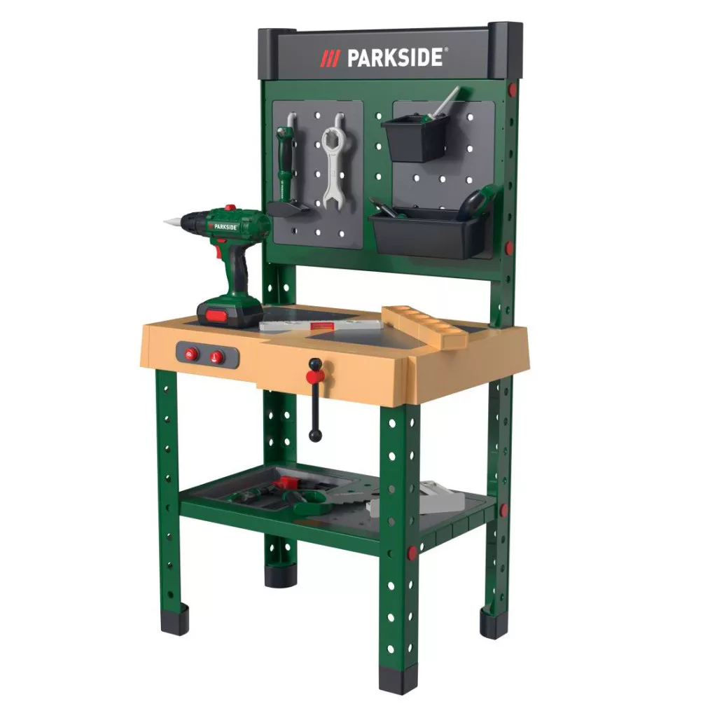 PlayTive ParkSide Workbench fa munkapad, játék szerelőasztal